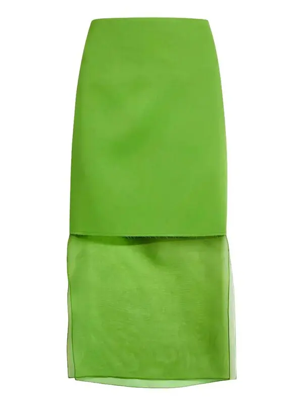 Khaite Midi Skirt With Sheer Hem - Green