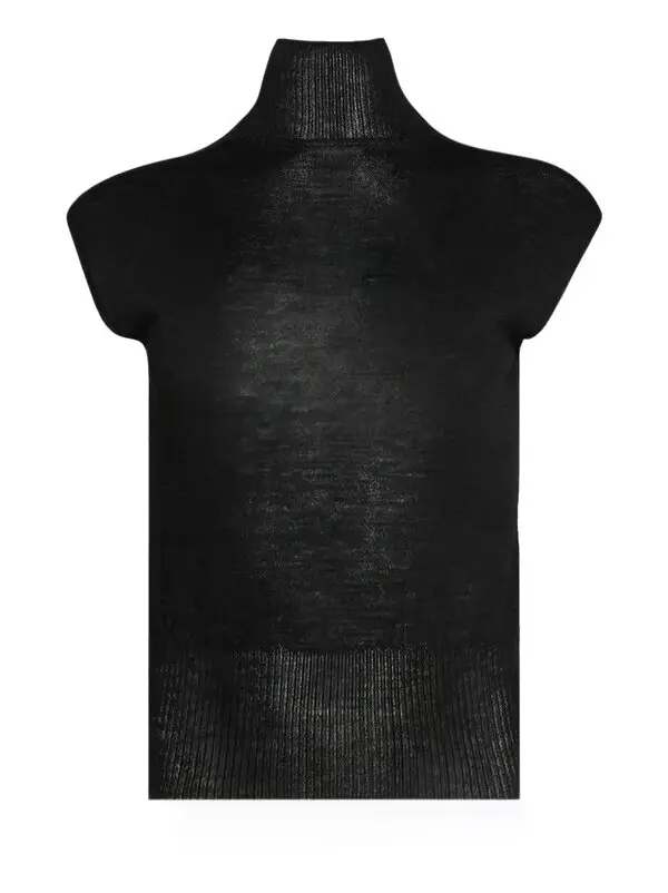 Rick Owens Turtleneck Knit Vest - Black