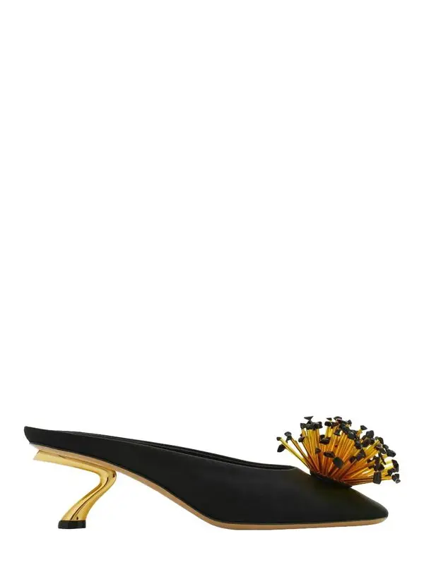 FERRAGAMO S-shaped Heeled Mules - Black