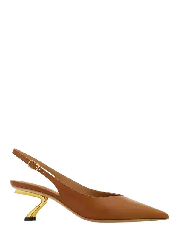 FERRAGAMO S-shaped Heeled Slingback - Brown