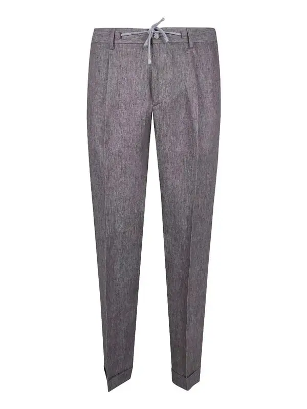 BARBA NAPOLI Drawstring Pleated Trousers - Grey
