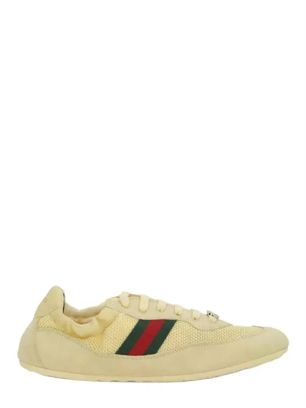 Gucci Logo Striped Leather Sneakers - Neutrals