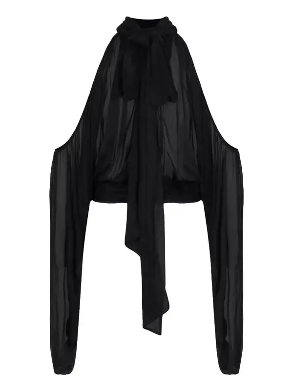 Giuseppe Di Morabito Ruched Draped Silk Blouse - Black