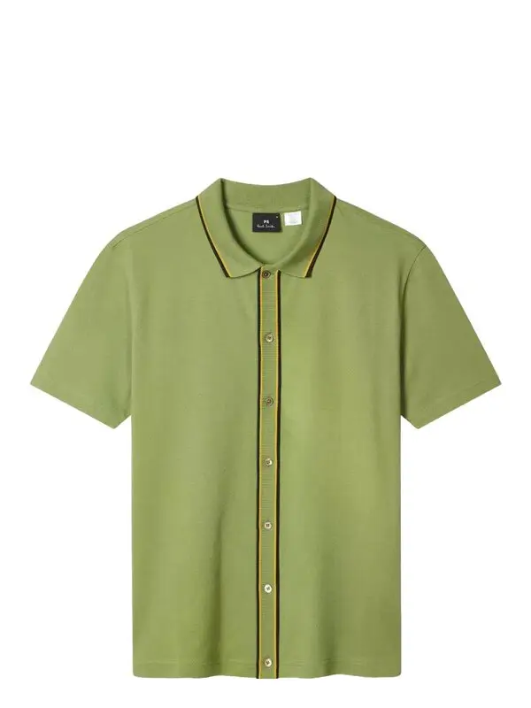 Paul Smith Button Stripe Polo Shirt - Green