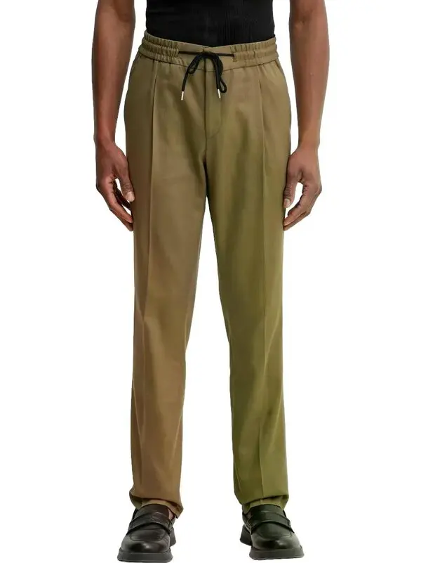 Hugo Drawstring Pleated Trousers - Green