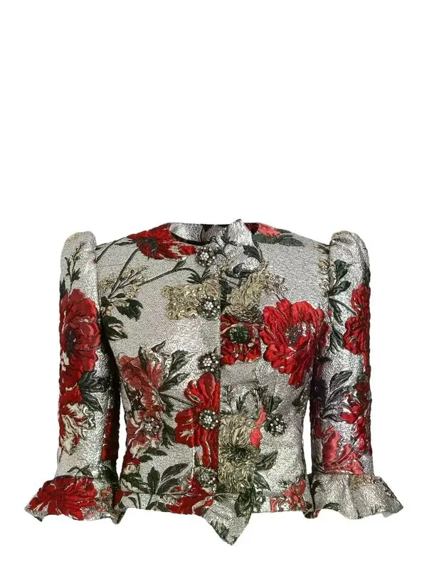 Dolce & Gabbana Floral Embroidered Jacket - Silver