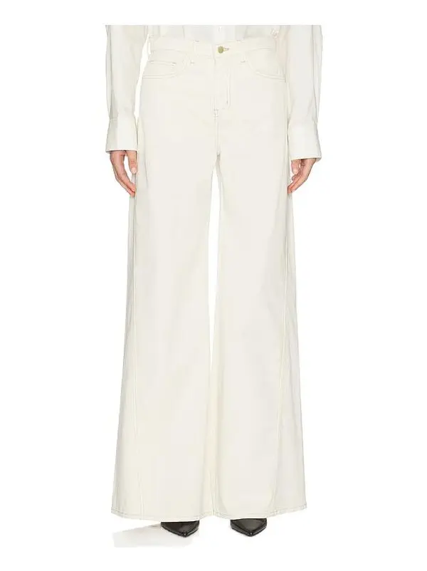 L'Agence Beau High Rise T-seam Wide Leg Jean - White