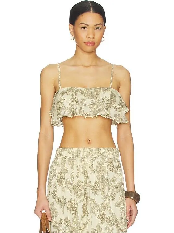 Hemant & Nandita Paisley Print Ruffle Top - Neutral