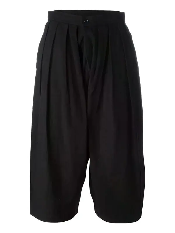 Comme Des Garçons Pleated Cropped Trousers - Black