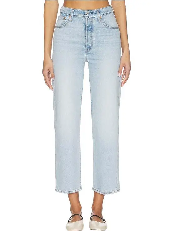 LEVI'S Ribcage Straight Ankle Jeans In Light Wash - Blue