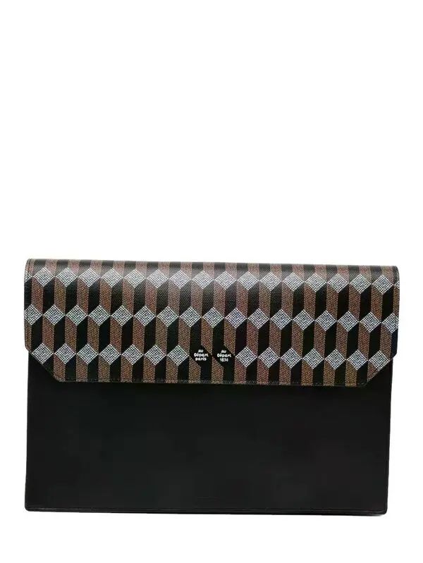 AU DEPART Geometric-print Clutch - Black