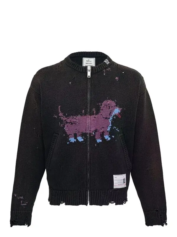 Mihara Yasuhiro Dog-jacquard Cardigan - Black