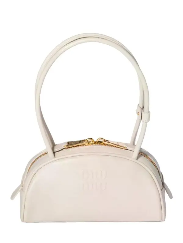 Miu Miu Embossed-logo Shoulder Bag - Neutrals