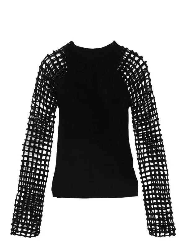 ISA BOULDER Spider-net Long-sleeve Sweater - Black