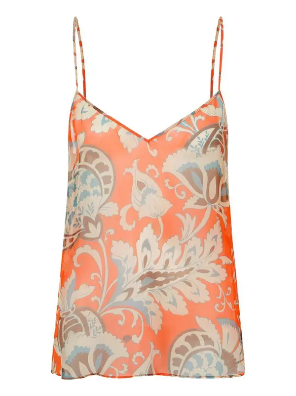 Etro Printed Silk Camisole - Orange