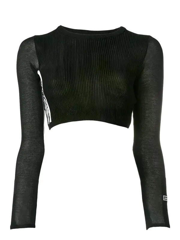 Adidas Ribbed Cropped Jumper - Black