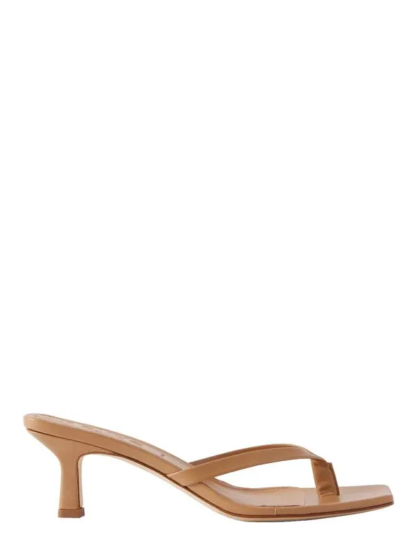 AeydĒ Wilma Leather Kitten Heel Sandals - Brown