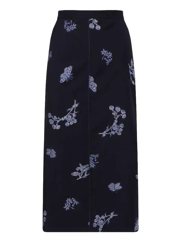 Erdem Wool And Cotton Jacquard Pencil Skirt - Blue