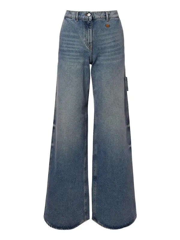 COURREGES Logo Wide-leg Jeans - Blue