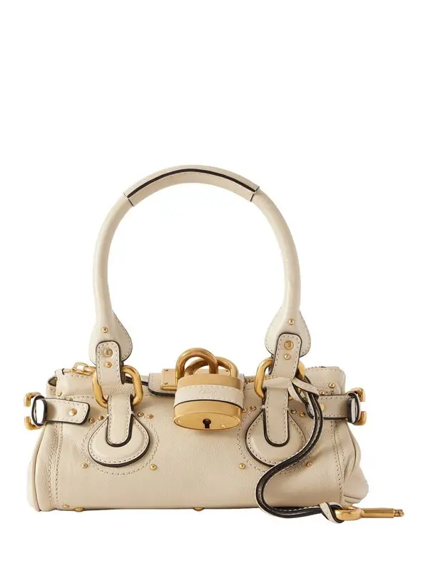 Chloé Paddington Embellished Textured-leather Tote - Neutrals