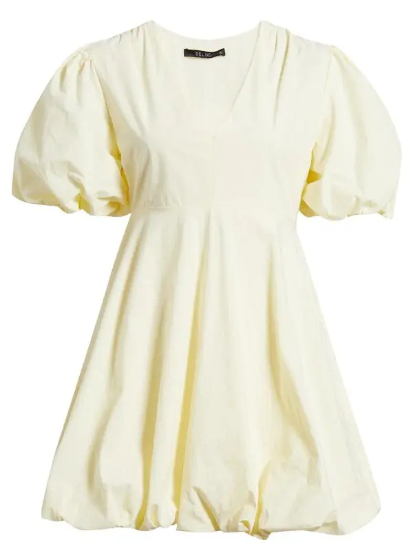 Deluc Palma Bubble Hem Cotton Poplin Dress - Butter