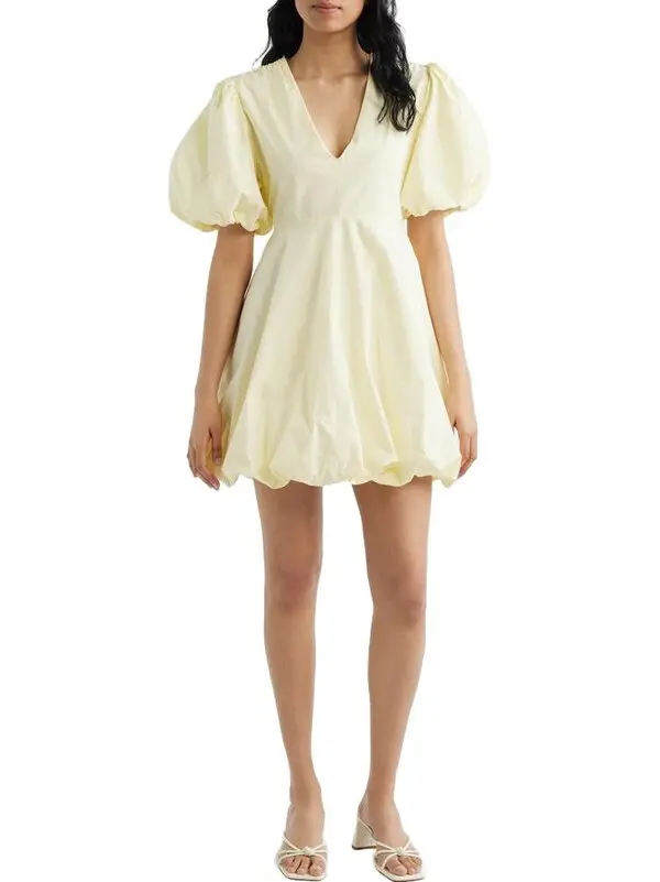 Deluc Palma Bubble Hem Cotton Poplin Dress - Butter
