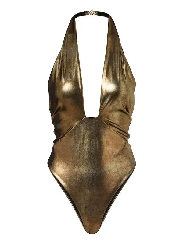 Roberto Cavalli Halterneck Bodysuit - Gold