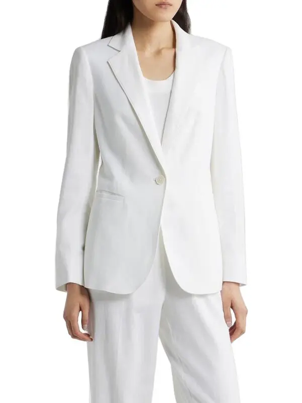 Anne Klein Linen-blend Blazer - Crisp White