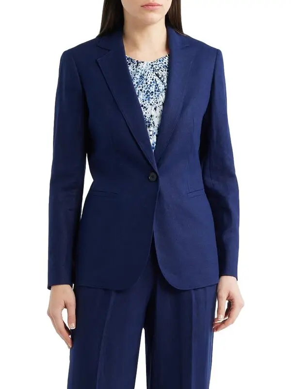 Anne Klein Linen-blend Blazer - Distant Mountain