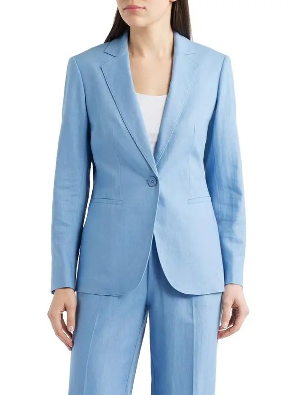Anne Klein Linen-blend Blazer - Lagoon