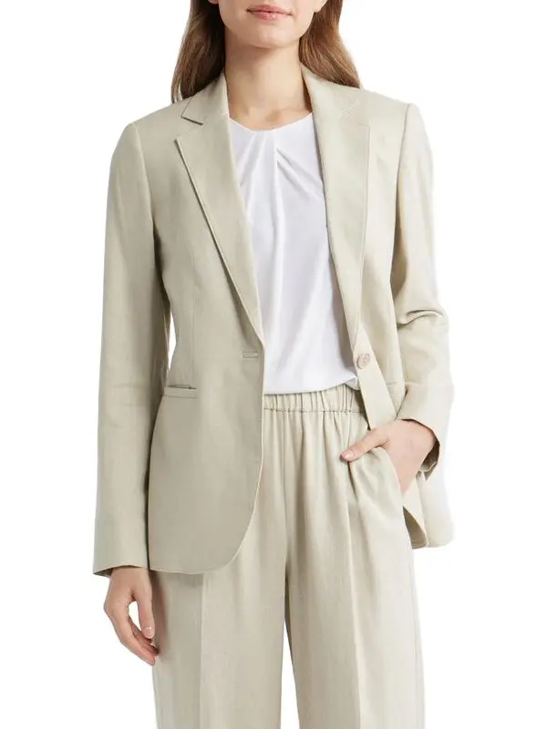 Anne Klein Linen-blend Blazer - Light Sandstone