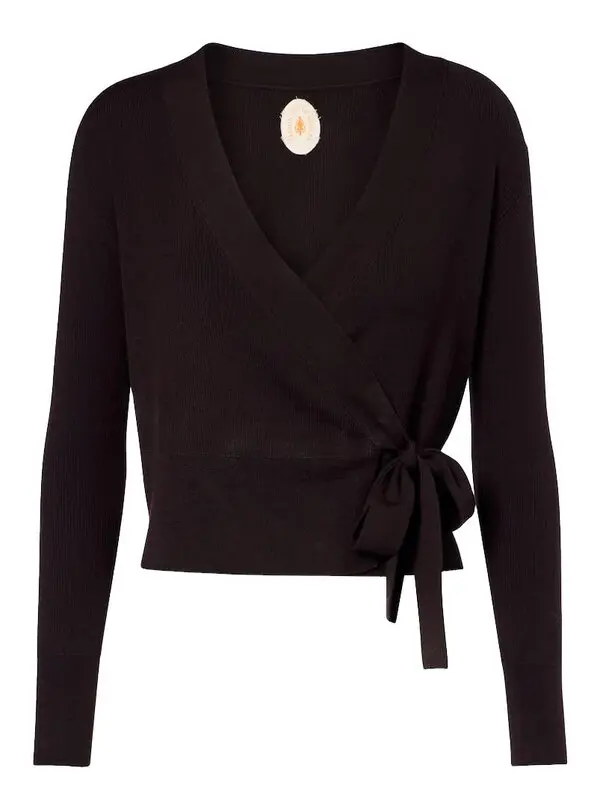Jardin Des Orangers Virgin Wool Wrap Cardigan - Brown