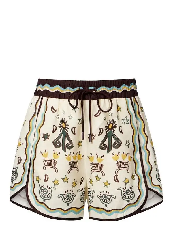 ALEMAIS Printed Linen Shorts - Multicoloured
