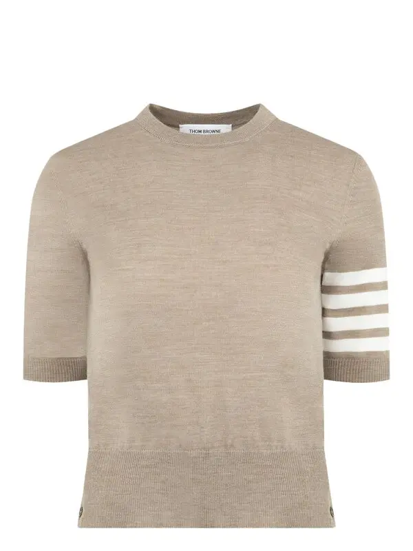 Thom Browne 4 Bar Stripe Jersey Stitch Tee - Brown