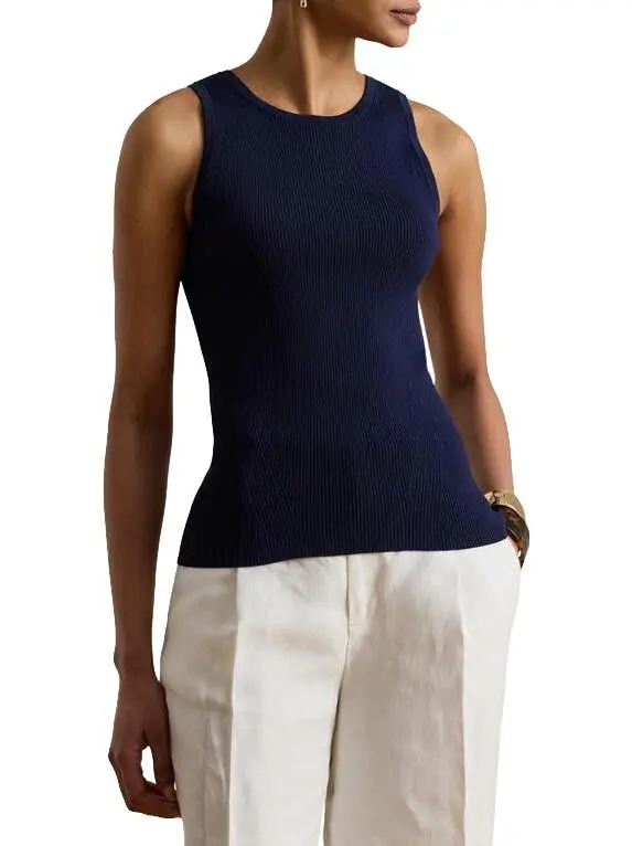 Ralph Lauren Matte Rib Sweater Tank - Refined Navy Blue