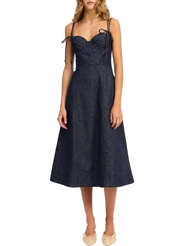 EN SAISON Darby Sweetheart Neck Midi Dress - Indigo