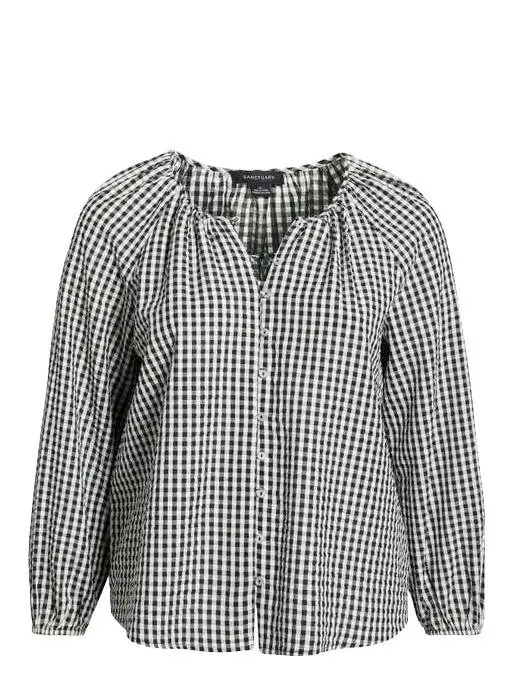 Sanctuary Perfect Gingham Button-up Shirt - Black
