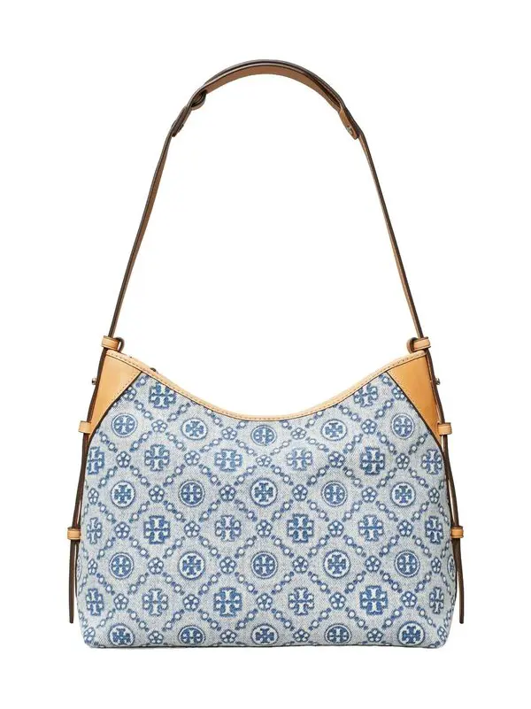 Tory Burch T Monogram Denim Messenger Bag - Powder Blue