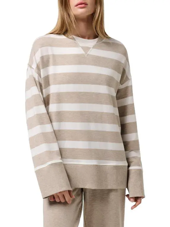 Travis Mathew Cloud Oversized Terry Sweatshirt - Heather Soft Taupe Multi