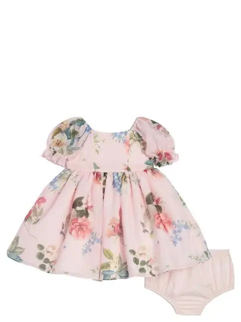 PIPPA & JULIE Floral Puff Sleeve Dress And Bloomers Set - Pink