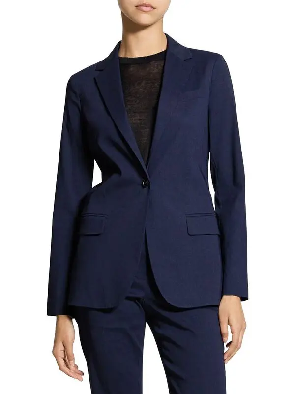 Theory Slim-fit Linen-blend Blazer - Midnight Navy