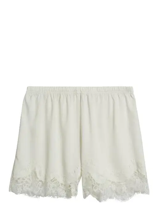 OPEN EDIT Lace Trim Satin Shorts - Ivory