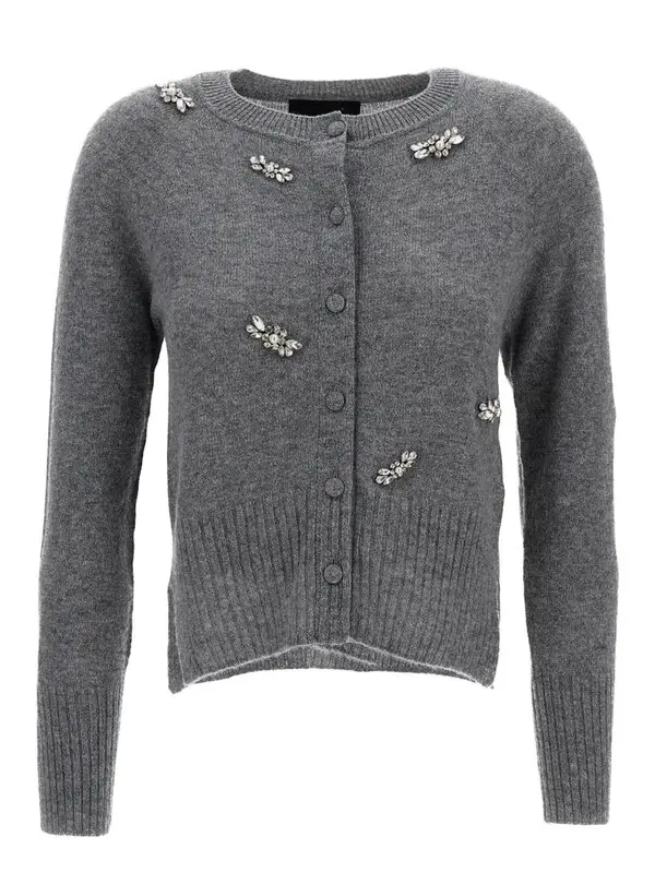 Simone Rocha Cashmere Cardigan With Crystal Embellishments - Grey