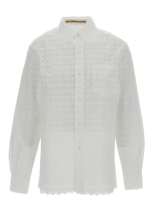 META CAMPANIA COLLECTIVE Pablo Embroidered Cotton Shirt - Bianco
