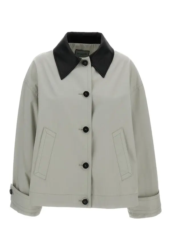 DURAZZI MILANO Relaxed Fit Jacket With Leather Collar - Grey