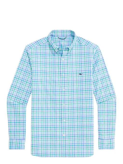 Vineyard Vines Mangrove Upf 30+ Button-down Shirt - Turquoise