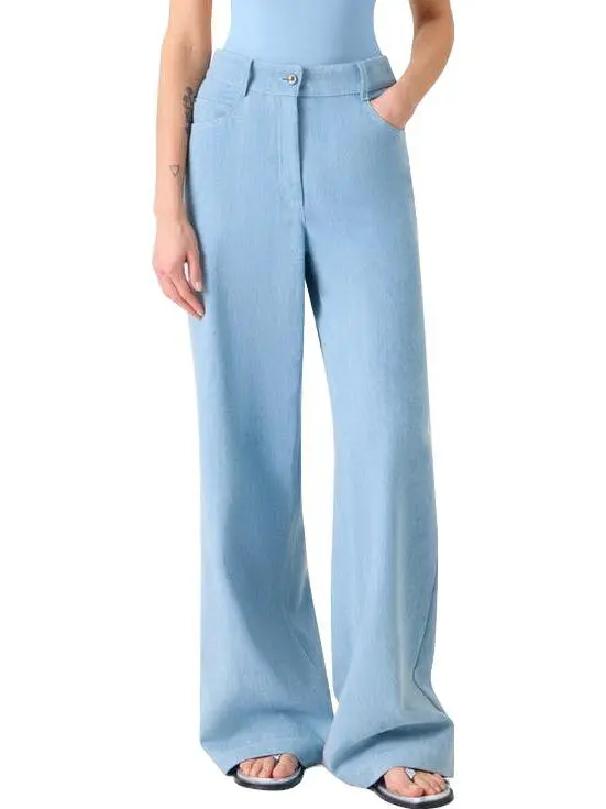 Akris Cooper High-waist Wide-leg Jeans - Sky Blue Denim