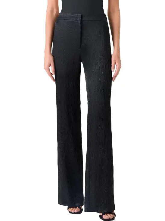 Akris Marla Crinkled Satin Straight Leg Pants - Black