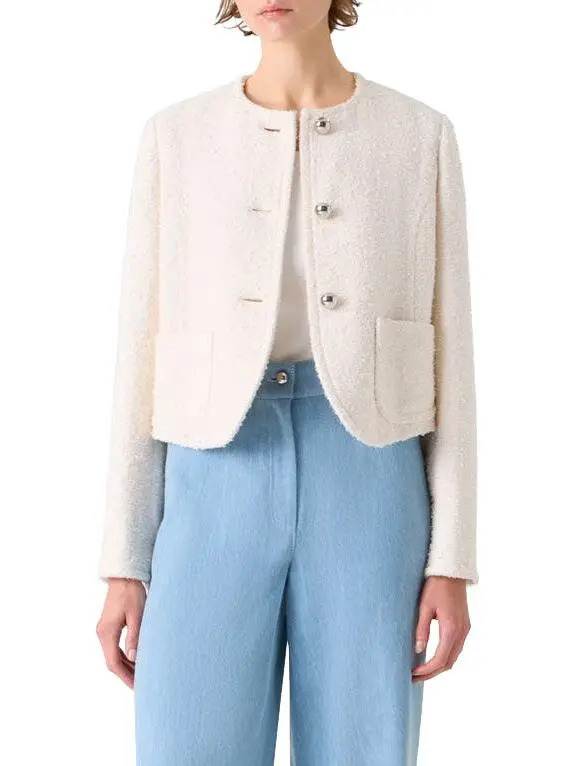 Akris Cotton Blend Bouclé Jacket - Ivory
