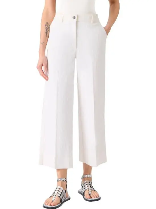 Akris Chiara High Waist Crop Wide Leg Jeans - Cream